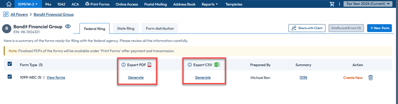 How to download the draft copies of my 1099/W-2 forms? – Tax File App